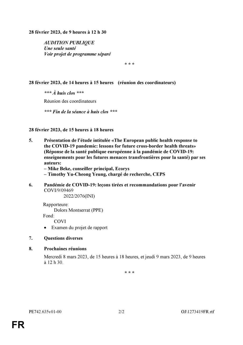 Auditions de Mike Beke (conseiller principal, Ecorys) et de Timothy Yu ...